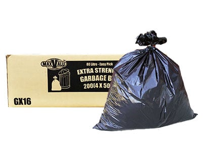80L Extra Strength Garbage Bags - Easy Pick | FoodPackaging2U