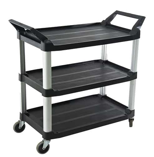 TRUST® 3 Tier Large Utility Service Cart Black | FoodPackaging2U