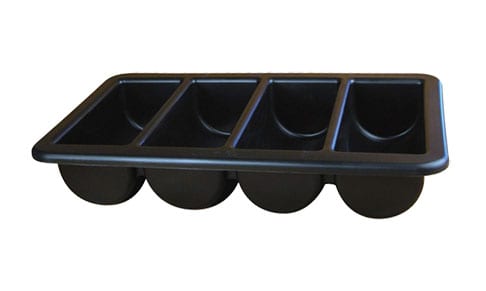 Cutlery Box 4 Compartment Black | FoodPackaging2U
