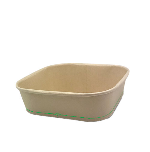 BioPBS Coated Bamboo Paper Square Container 750ml | Ctn of 300