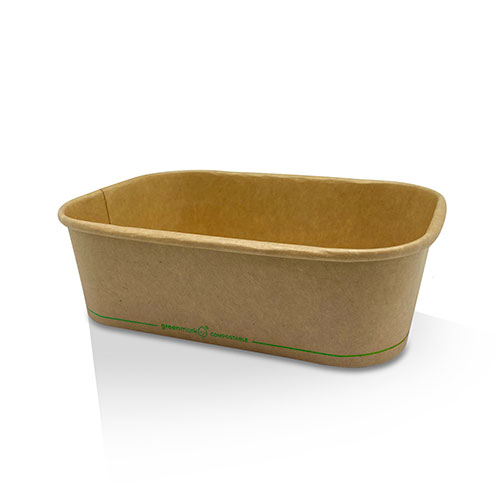 PLA Coated Kraft Rectangular Container 650ml Ctn/300 | FoodPackaging2U
